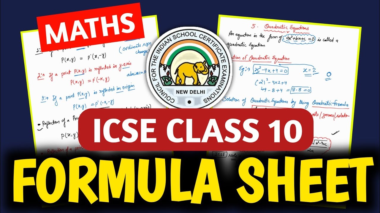 ICSE Class 10 Maths Formula Sheet | Maths Formula Sheet ICSE Class 10 ...
