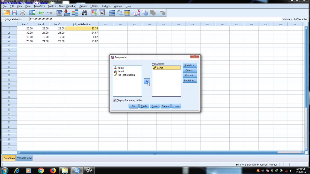 SPSS BASIC PART 4 HORIZONTAL AND VERTICAL MEAN - YouTube