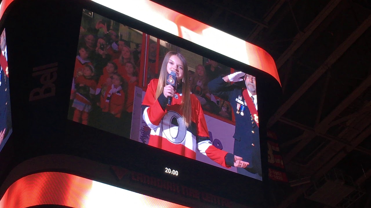 Sierra Levesque - Singing Anthem at CTC for Ottawa Senators vs Montreal ...