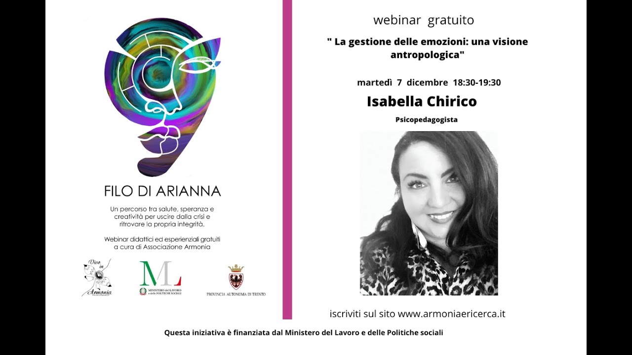 "La gestione delle emozioni: una visione antropologica" con Isabella ...