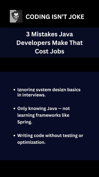3 Java Developer Mistakes That Can Cost You the Job! 🚫💻 #shorts #javatips - YouTube