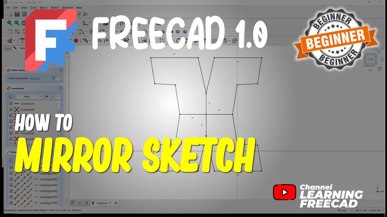 FreeCAD 1.0 How To Mirror Sketch - YouTube