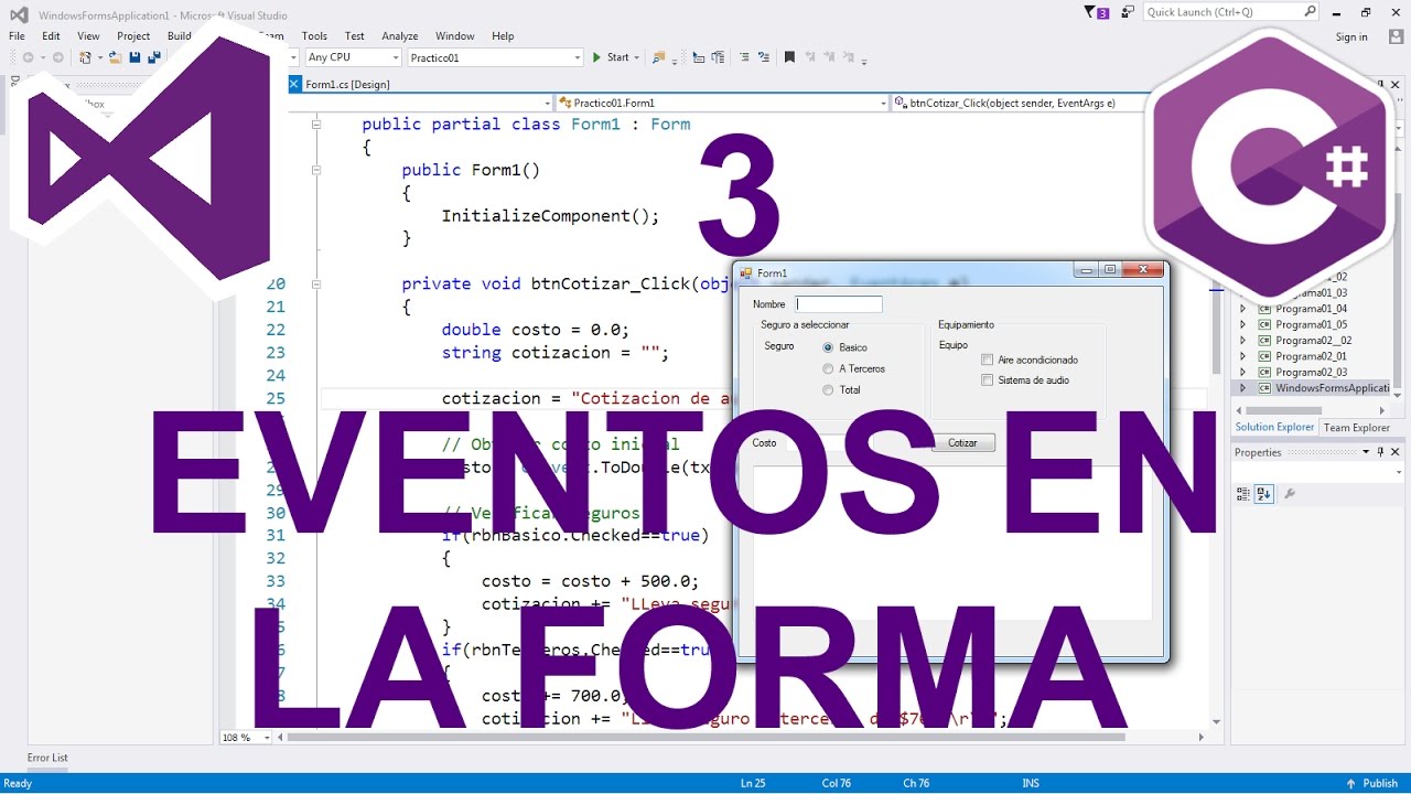 Tutorial Programación Windows Forms C 3 Eventos En La Forma Youtube
