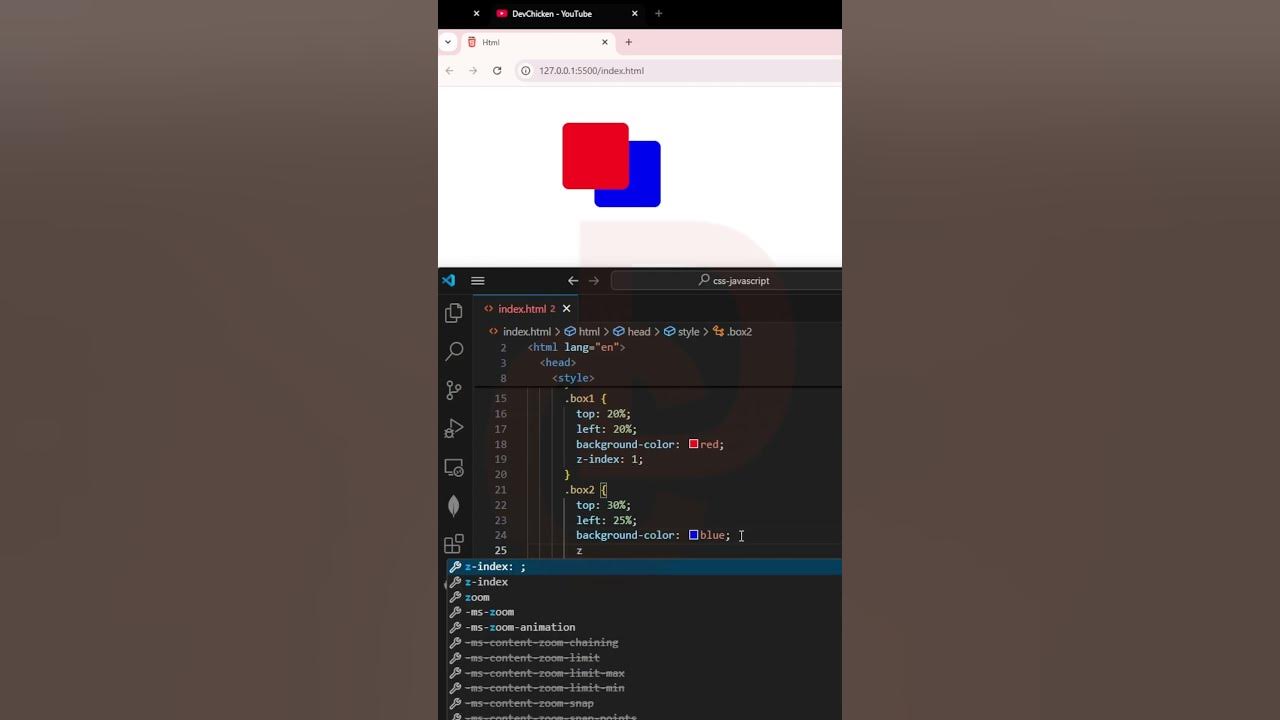 how to use z-index in css #shorts #css #html #zindex #tutorial - YouTube