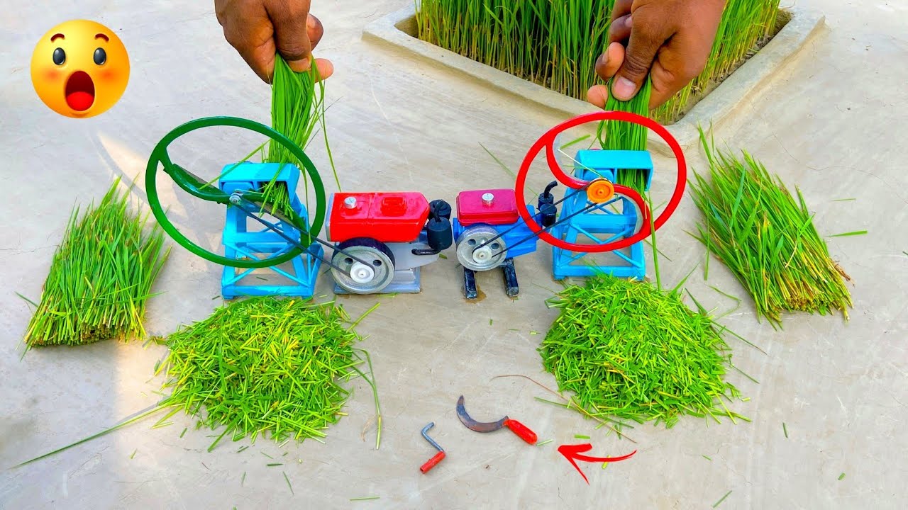 diy tractor double disel engine with double chaff cutter machine ...