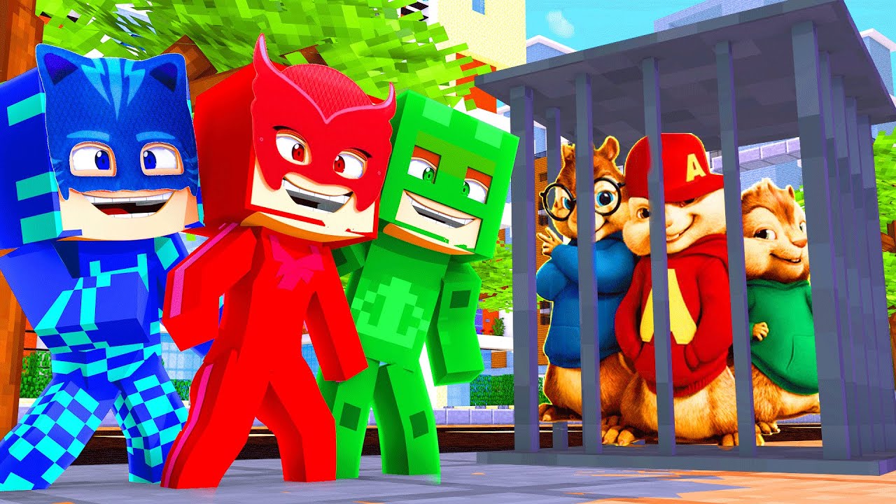 OS PJ MASKS SALVARAM O ALVIN E OS ESQUILOS DA PRISÃO NO MINECRAFT ...