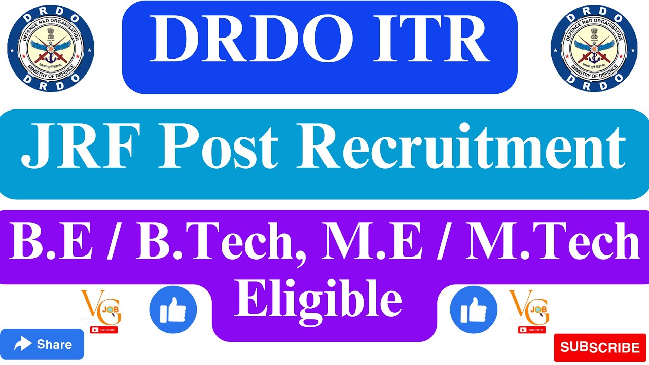 DRDO ITR JRF 2023 || DRDO RECRUITMENT 2023 || DRDO ITR 2023 || DRDO JRF ...