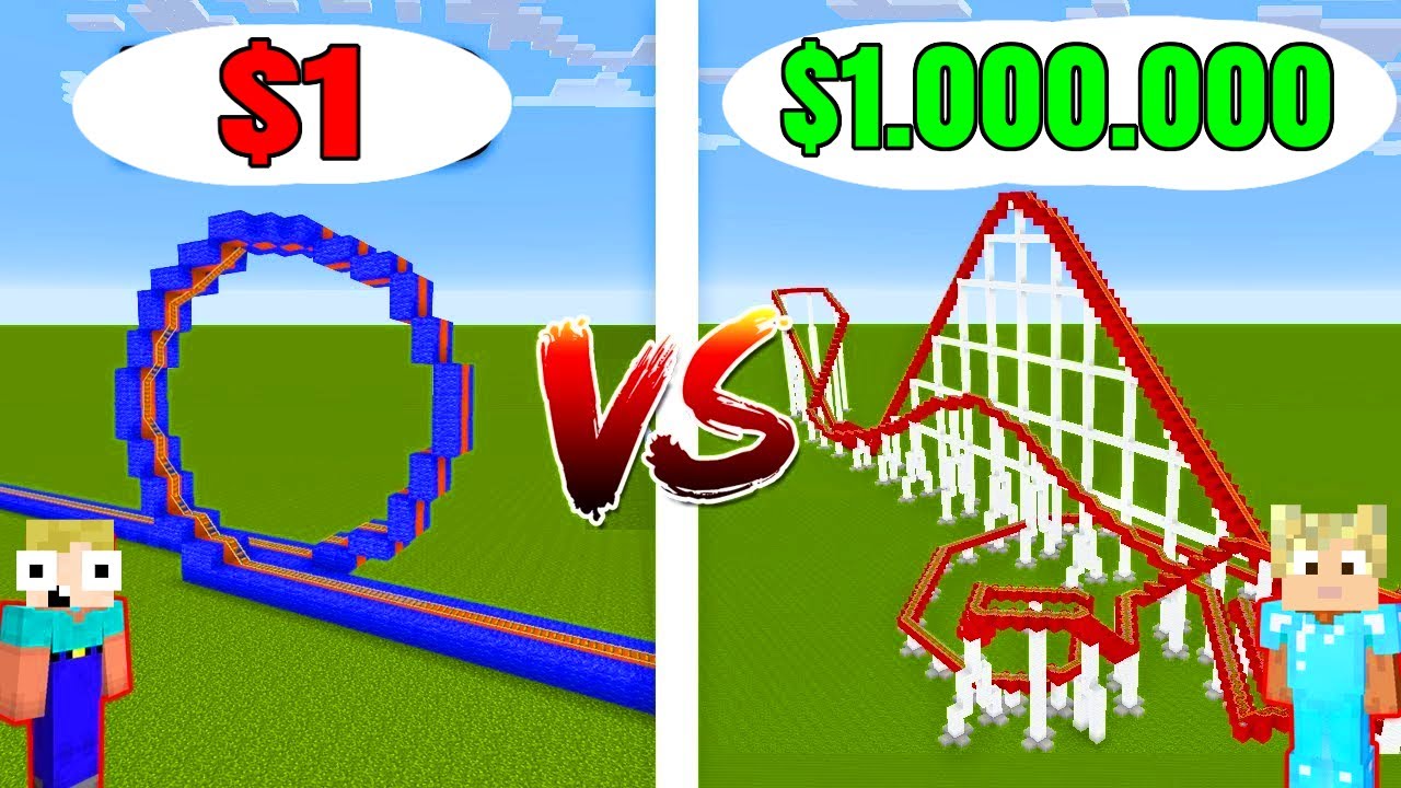 $1 vs $10,000 ROLLER COASTER!! - Dansk Minecraft - YouTube