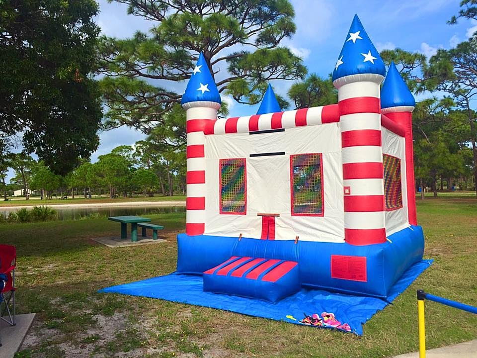 USA flag bounce house at the park - YouTube