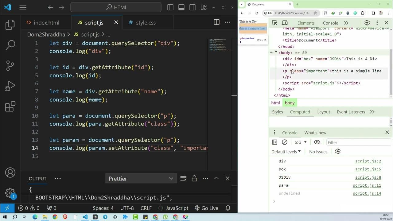 More Explanation Dom Queryselector Getattribute Setattribute Innertext Innerhtml Youtube