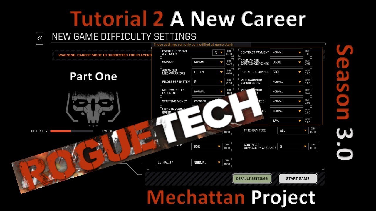 Tutorial 2 Part 1 - RogueTech New Game Difficulty Settings (Mechattan ...
