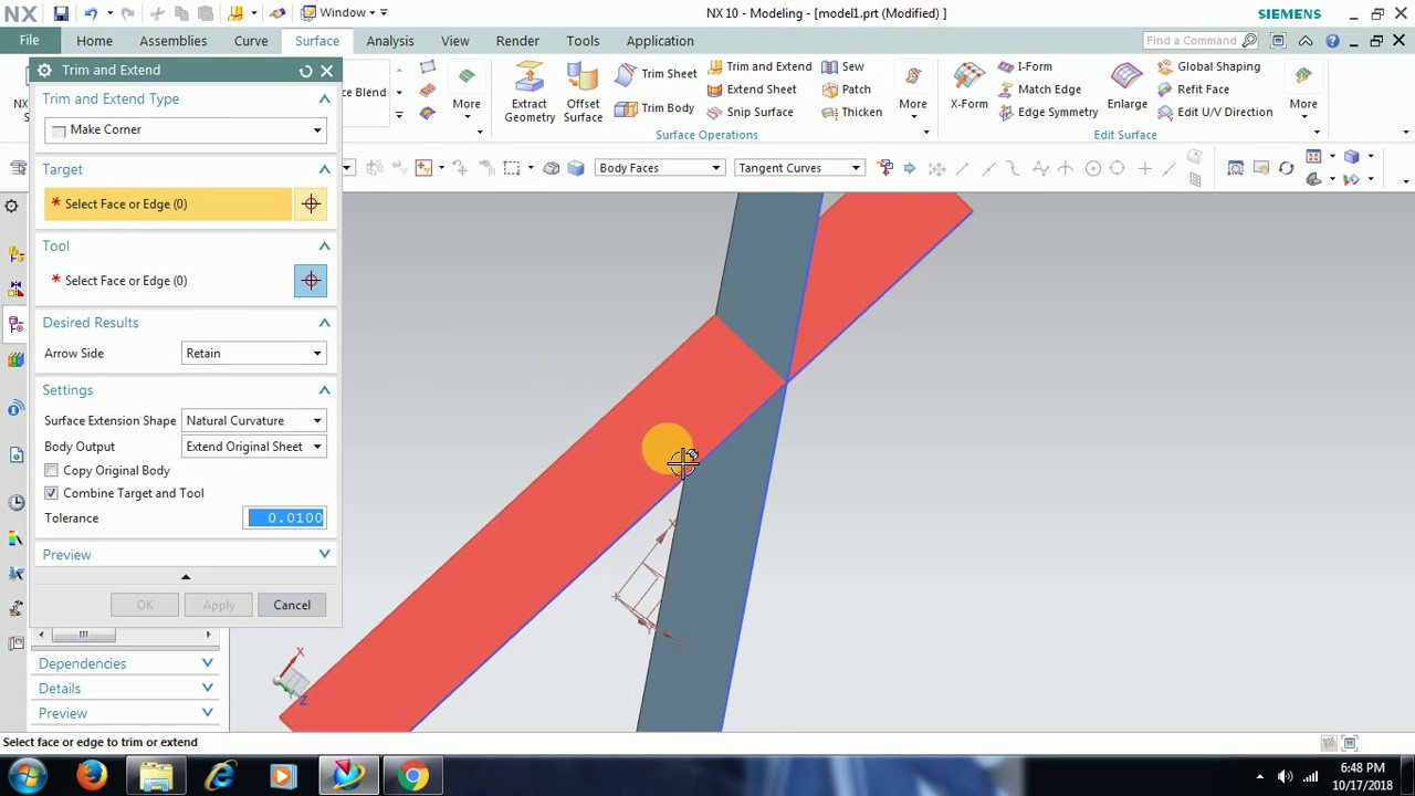 UG NX - Surface Modeling - TRIM, TRIM & EXTEND COMMAND - YouTube