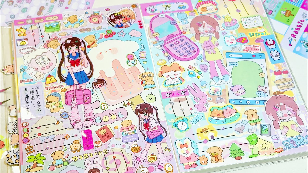 stickers journaling 🩷cute aki jang sticker🌈 Immersive ASMR bullet journal | EP 311 - YouTube