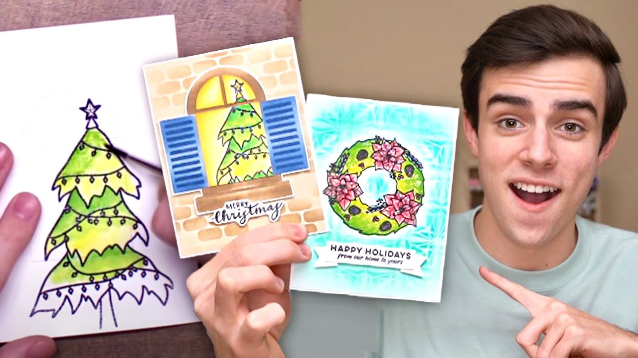 Card Making Process - Stenciled Christmas Cards! - YouTube