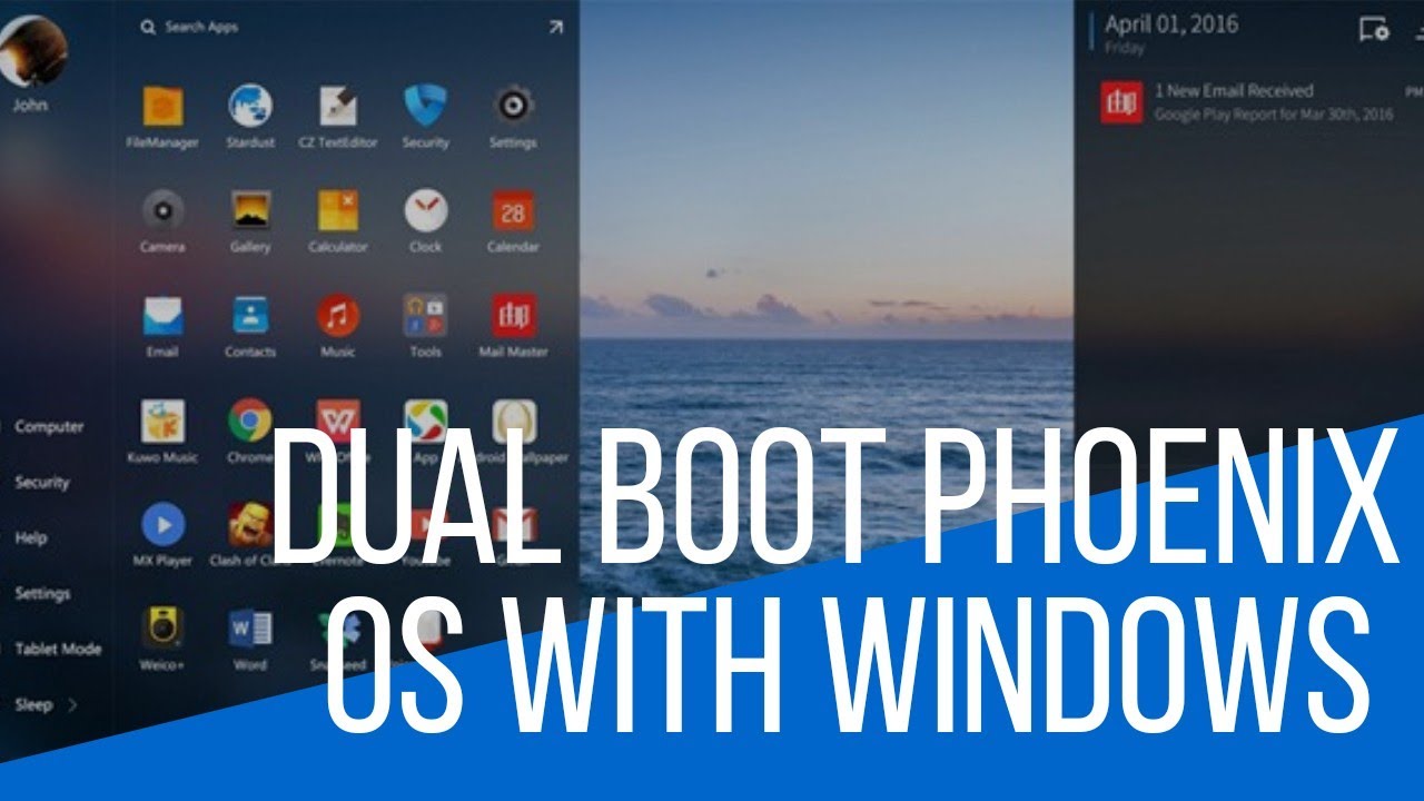 Dual boot PHOENIX OS with windows 7/8/8.1/10 - YouTube