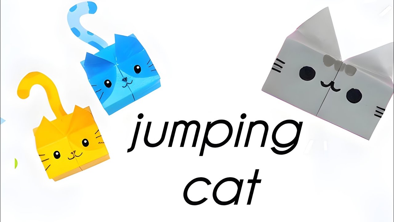 Origami paper cat! How to make paper jumping cat ! paper toy - YouTube