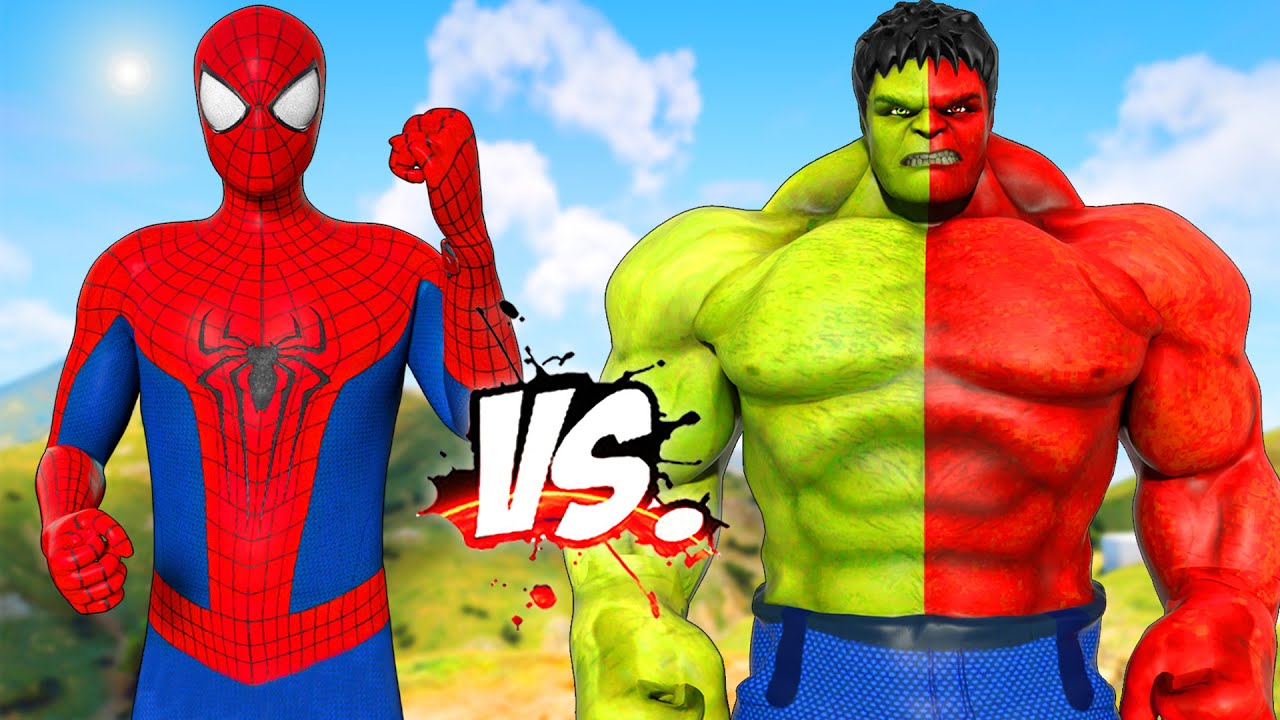 THE AMAZING SPIDER-MAN VS RED-GREEN HULK - EPIC BATTLE - YouTube