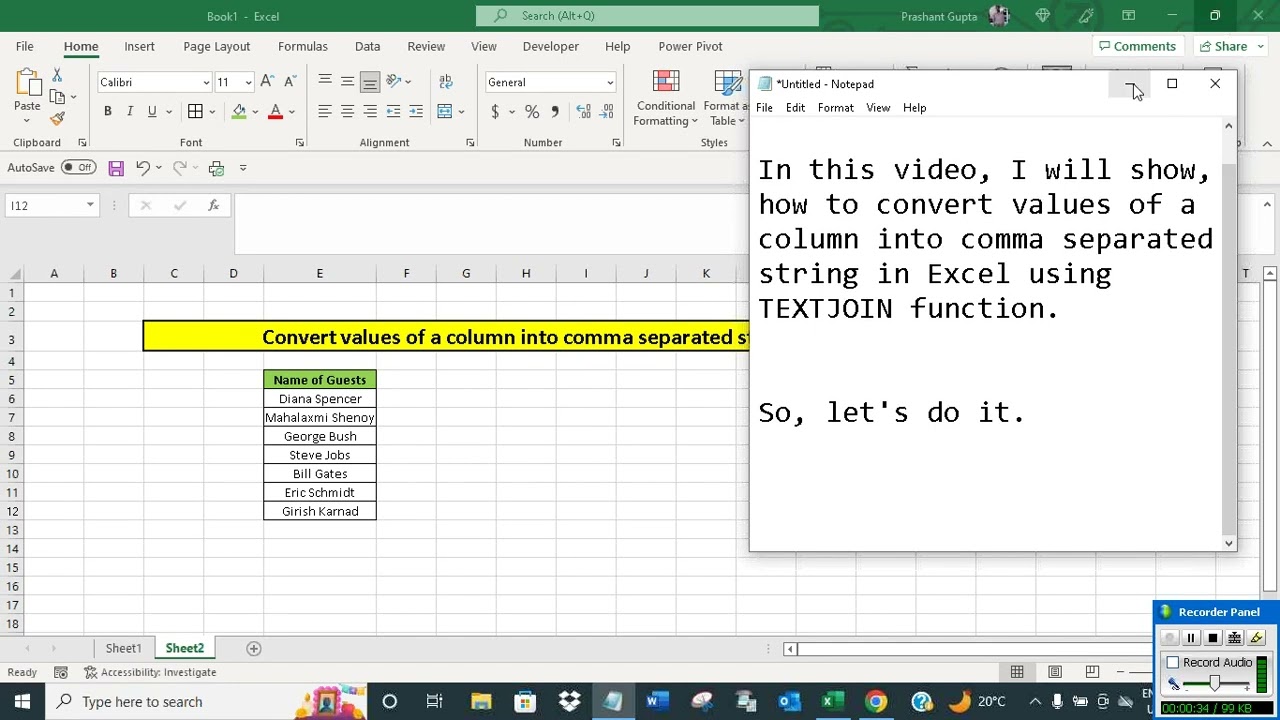 Convert Values Of A Column Into Comma Separated String In Excel Using Convert Values Of A Column Into Comma Separated String In Excel Using