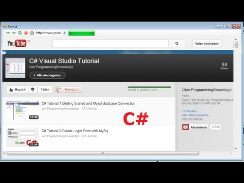 C# Tutorial 58:Creating A Simple Web Browser (Back, Forward, Refresh,...)With Progress Bar in C# ...