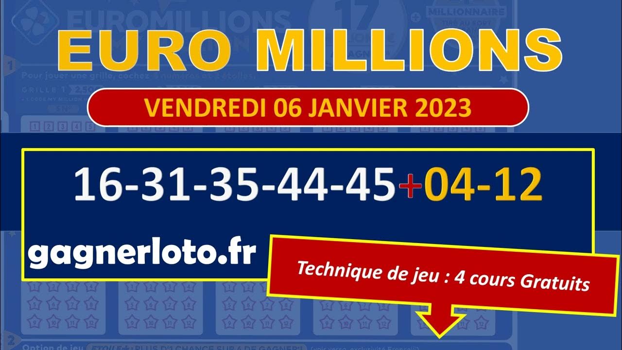 EUROMILLIONS COMBINAISON GAGNANTE VENDREDI 06 JANVIER 2023 - YouTube