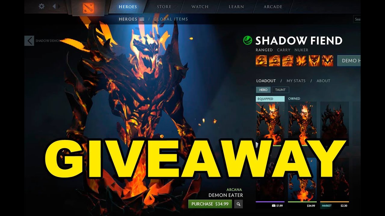 Arcana Giveaway { Shadow Fiend: Demon Eater } - #Dota2 School - YouTube