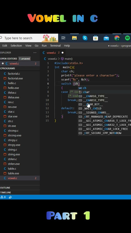Vowel In C Part 1 Development Trendingshorts Coding Code Shorts Cprogram Vowels 5989