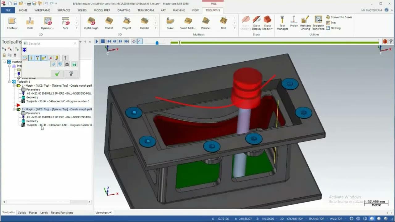 Part2-Morph tool path, Tool and Collision control, 5-axis toolpath - YouTube