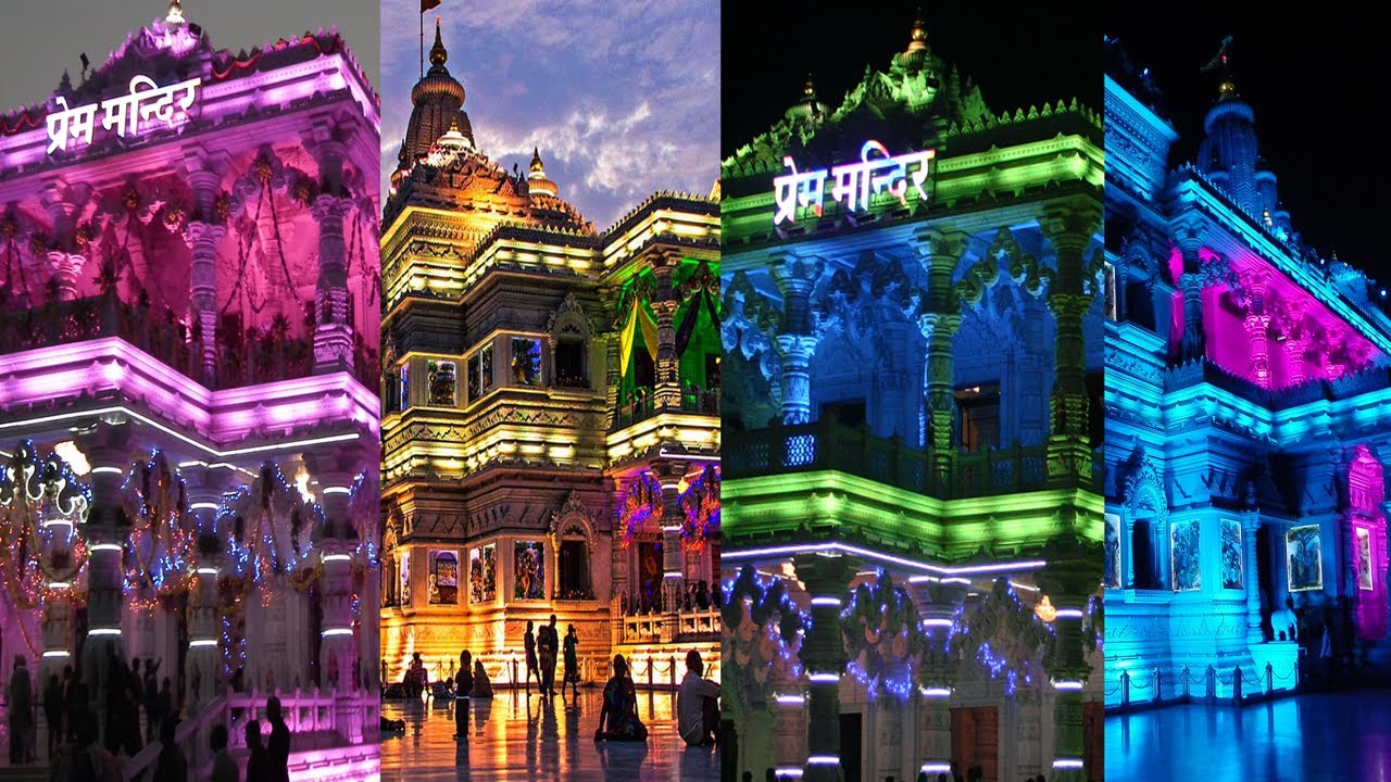 Prem Mandir In Vrindavan At Night - YouTube
