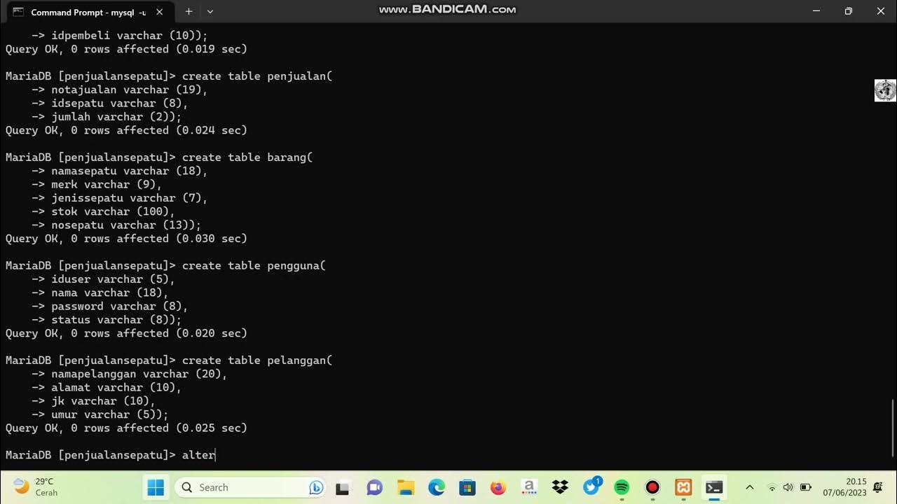 TUGAS BASIS DATA PEMBUTAN DATA BASE PADA XAMPP, CMD (PERUBAHAN DATABASE DARI TUGAS SEBELUMNYA ...
