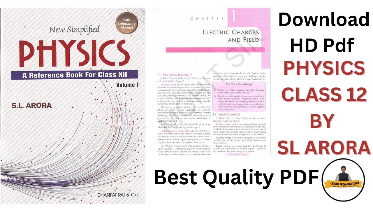 Physics by S.L. Arora Class 12th With PDF Download | Chapter 1 Electric Charges And Field - YouTube