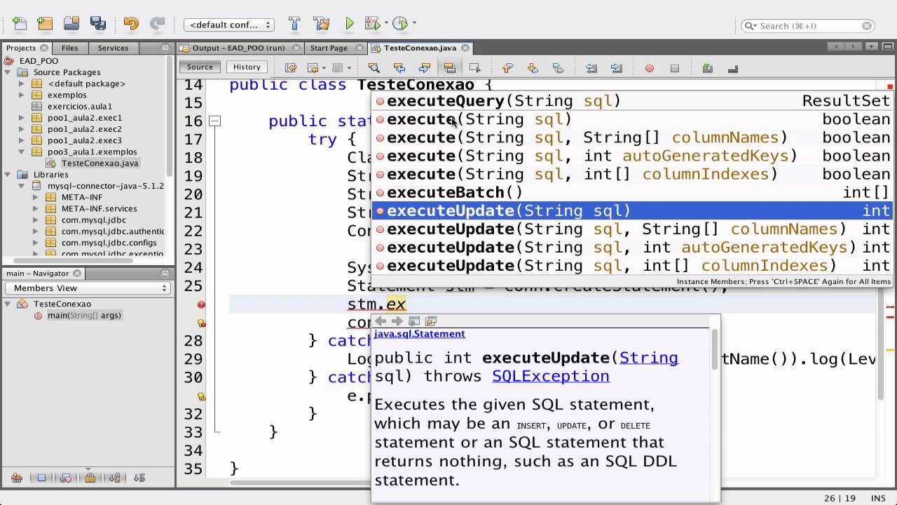 ADS3_AULA1_EX3 Exemplo do uso do Statement em Java - YouTube