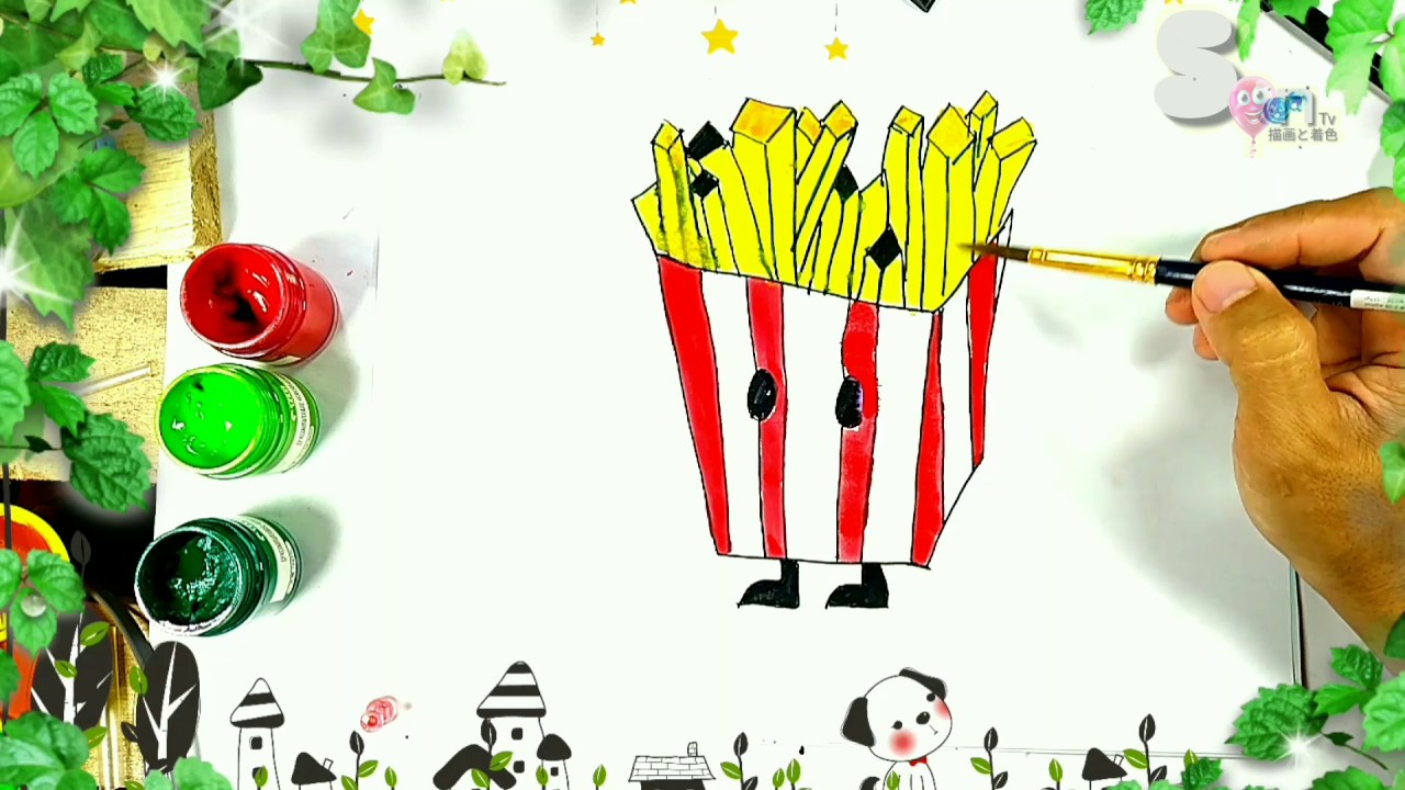 KENTANG GORENG// MENGGAMBAR DAN MEWARNAI KENTANG GORENG(LEARNING ...