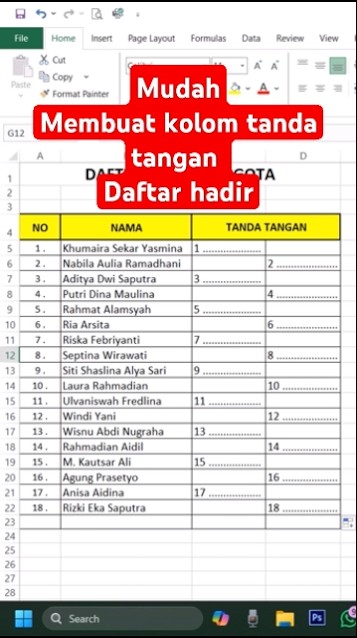 Cara membuat kolom tanda tangan daftar hadir - YouTube