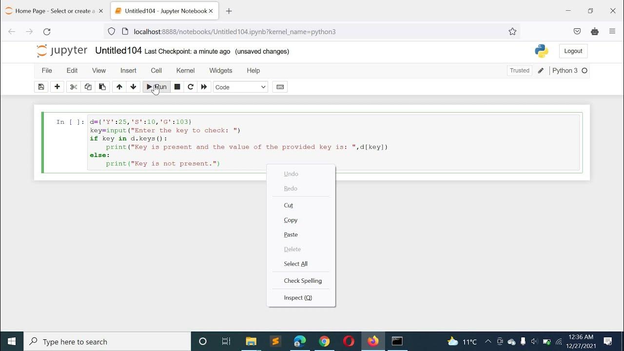 Python Program to Check if a Given Key Exists in a Dictionary or Not - YouTube