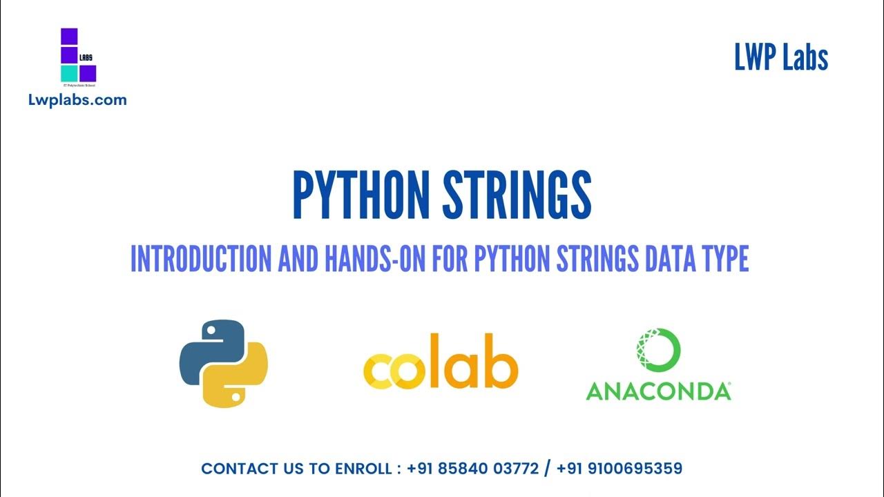 3. Python Strings Introduction and Hands-On | LWP Labs | Learn Data Science - YouTube