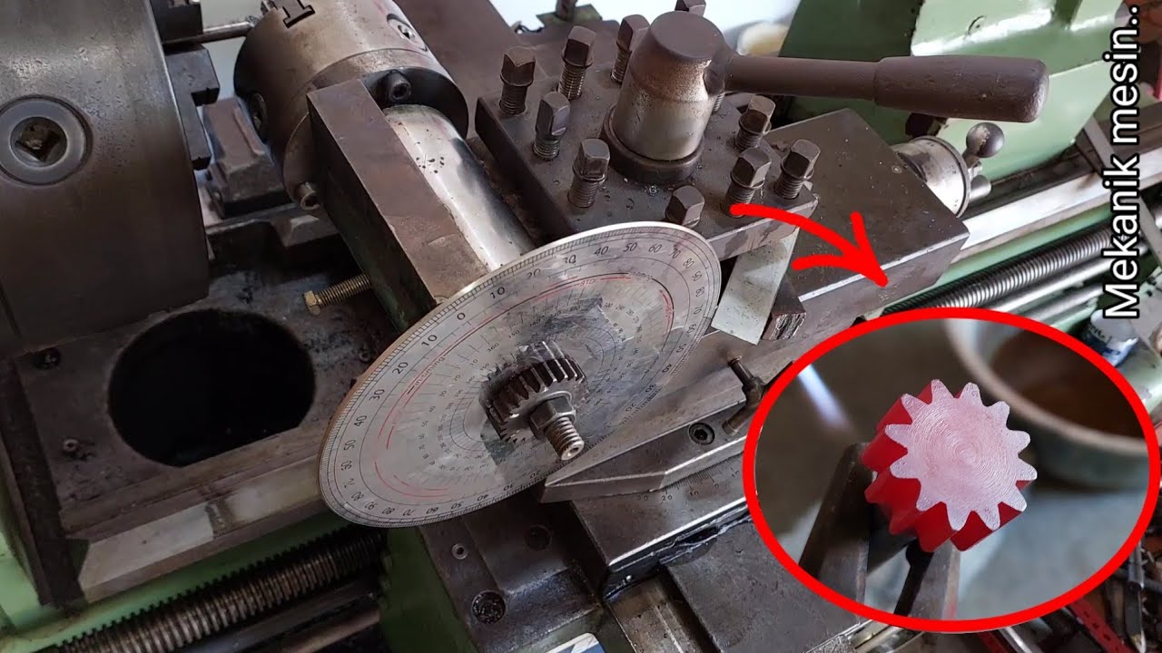 Cara membuat gear gigi dengan mesin bubut manual & mengeraskan besi ...