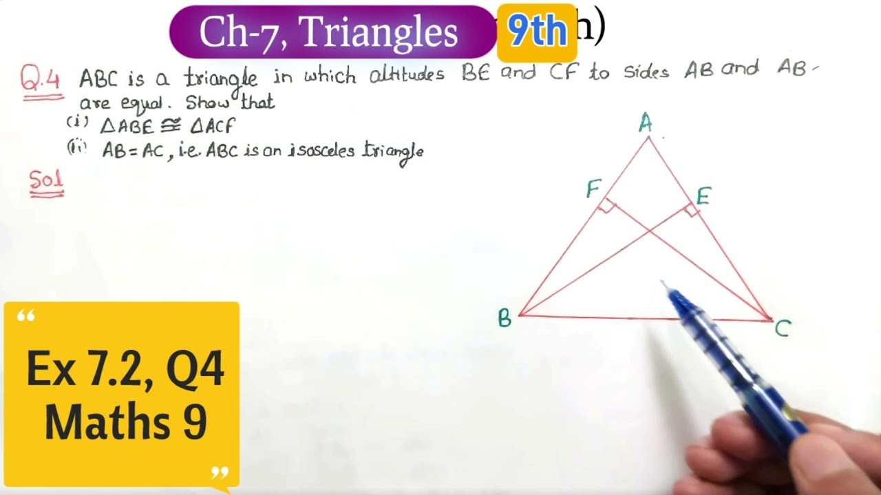 Ex 7.2 Q4 class 9 maths NCERT | Class 9th Maths chapter 7 Triangles ...