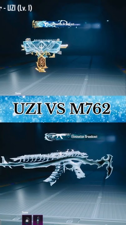 Glacier hammer uzi vs skeleton carver m762 comparison who is best ? @BattlegroundsMobile_IN # ...