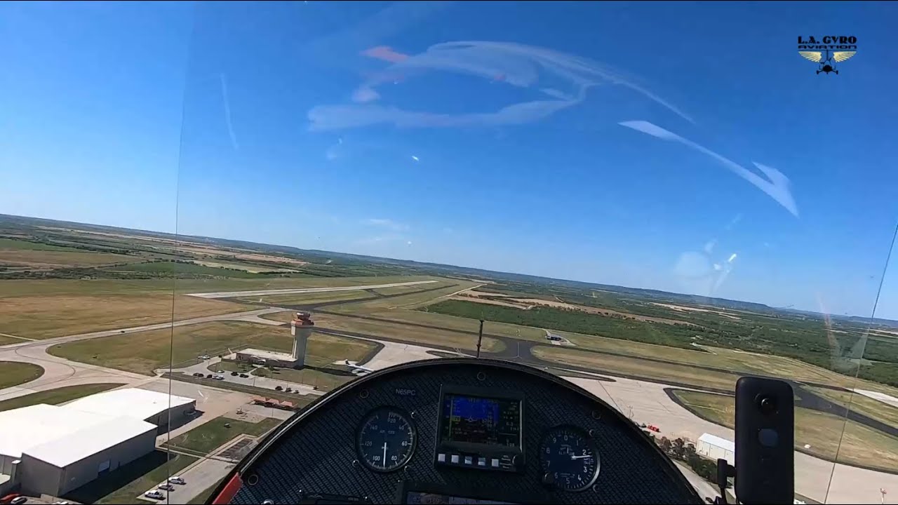 American Ranger AR-1 gyroplane buzzes the tower at Abilene... upon ...
