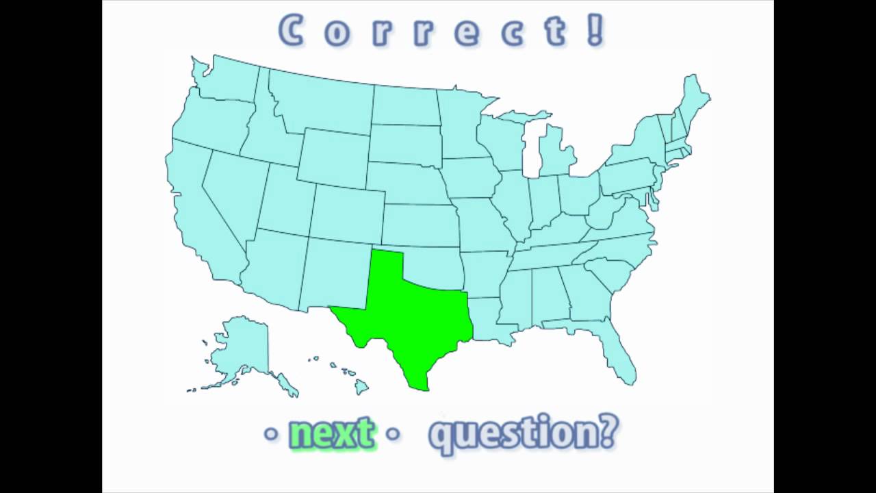 Interactive United States Map Quiz - Correct Texas Location - YouTube