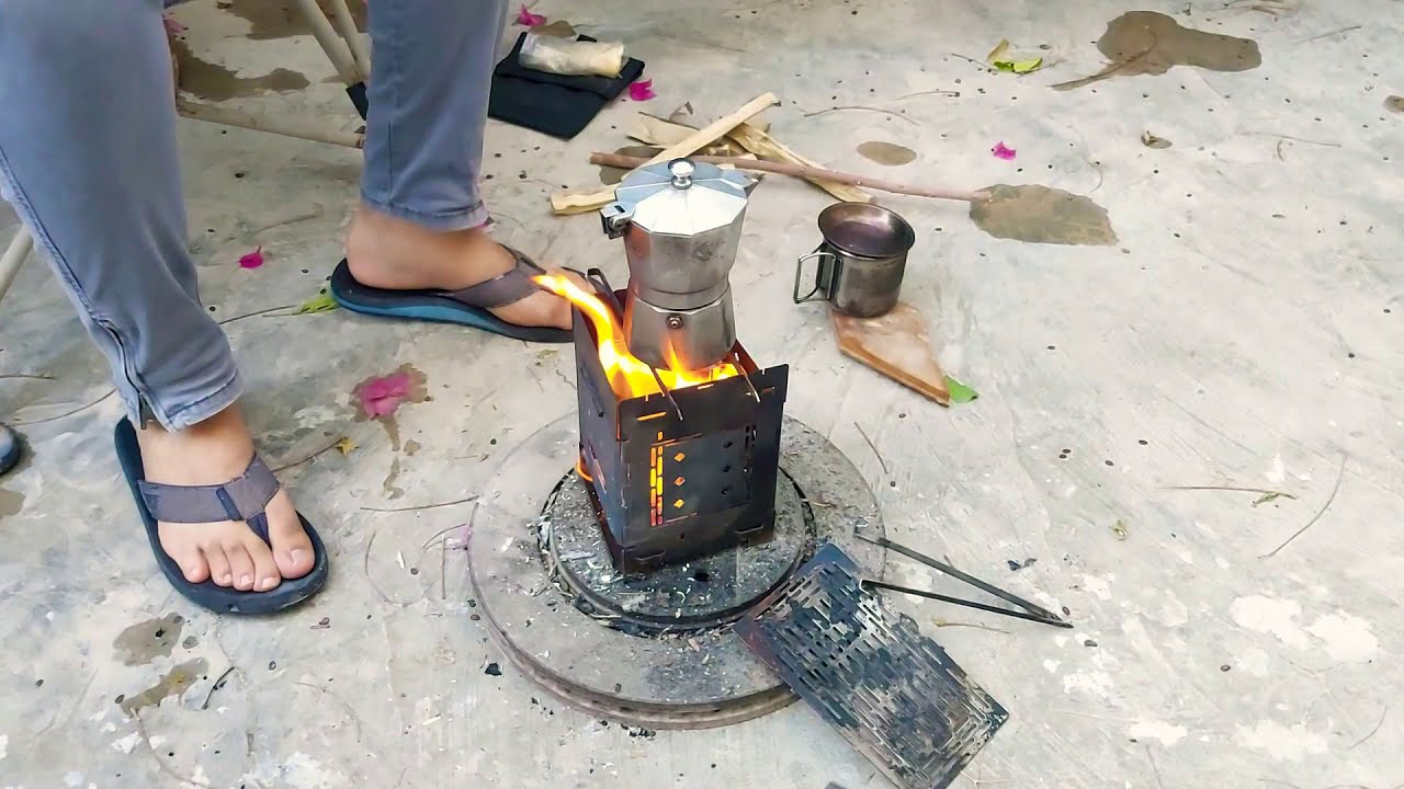 T bone stake grilling firebox stove backyard - YouTube