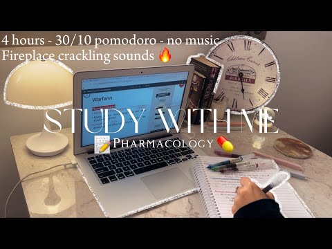 4-HR study with me pharmacology 💊 | 30/10 pomodoro - no music