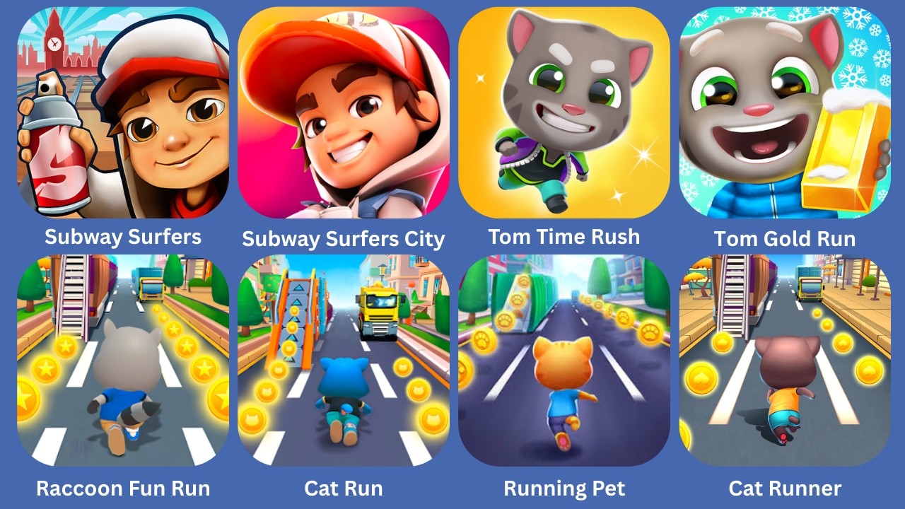 Subway Surfers,Subway Surfers City,Tom Time Rush,Tom Gold Run,Raccoon ...