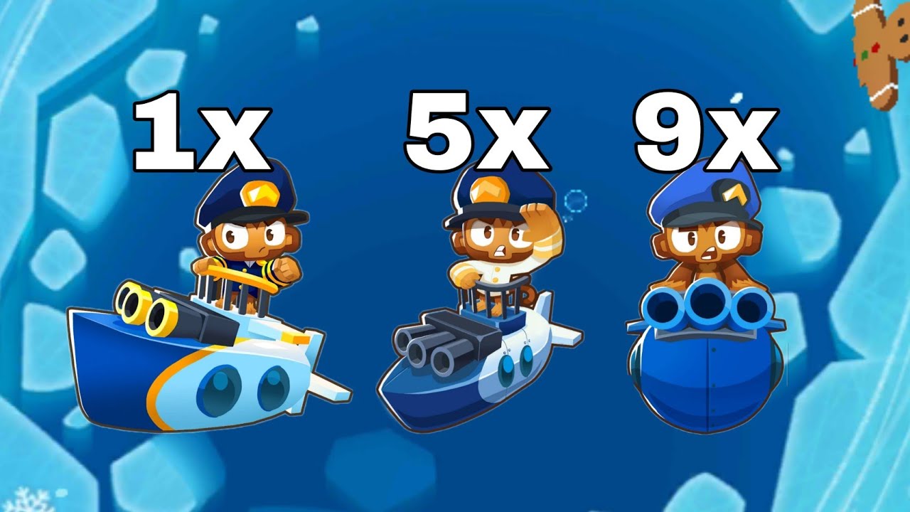 Btd6 1 sub commander vs. 5 AP darts vs. 9 triple guns - YouTube