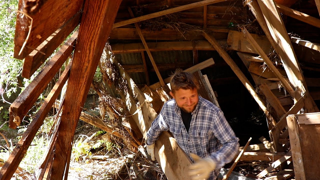 Saving Old Wood From Dangerous Collapsed Barn - YouTube