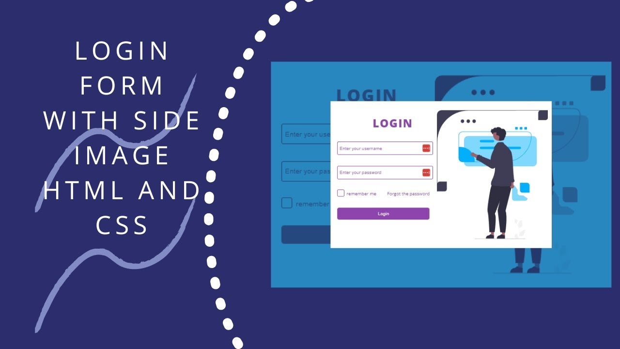 Login form with side image html and css - YouTube