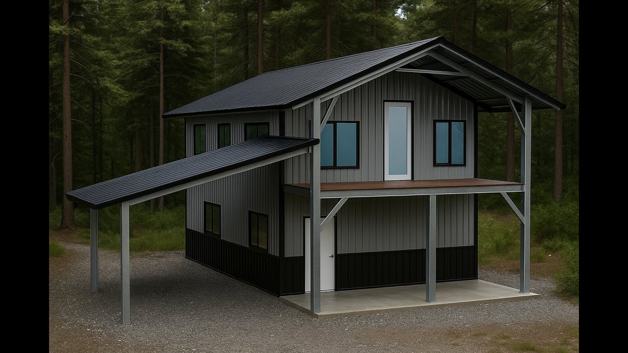 Dream Luxury Barndominium: Gable Roof Kit With Porch [20x30 Two-Story ...
