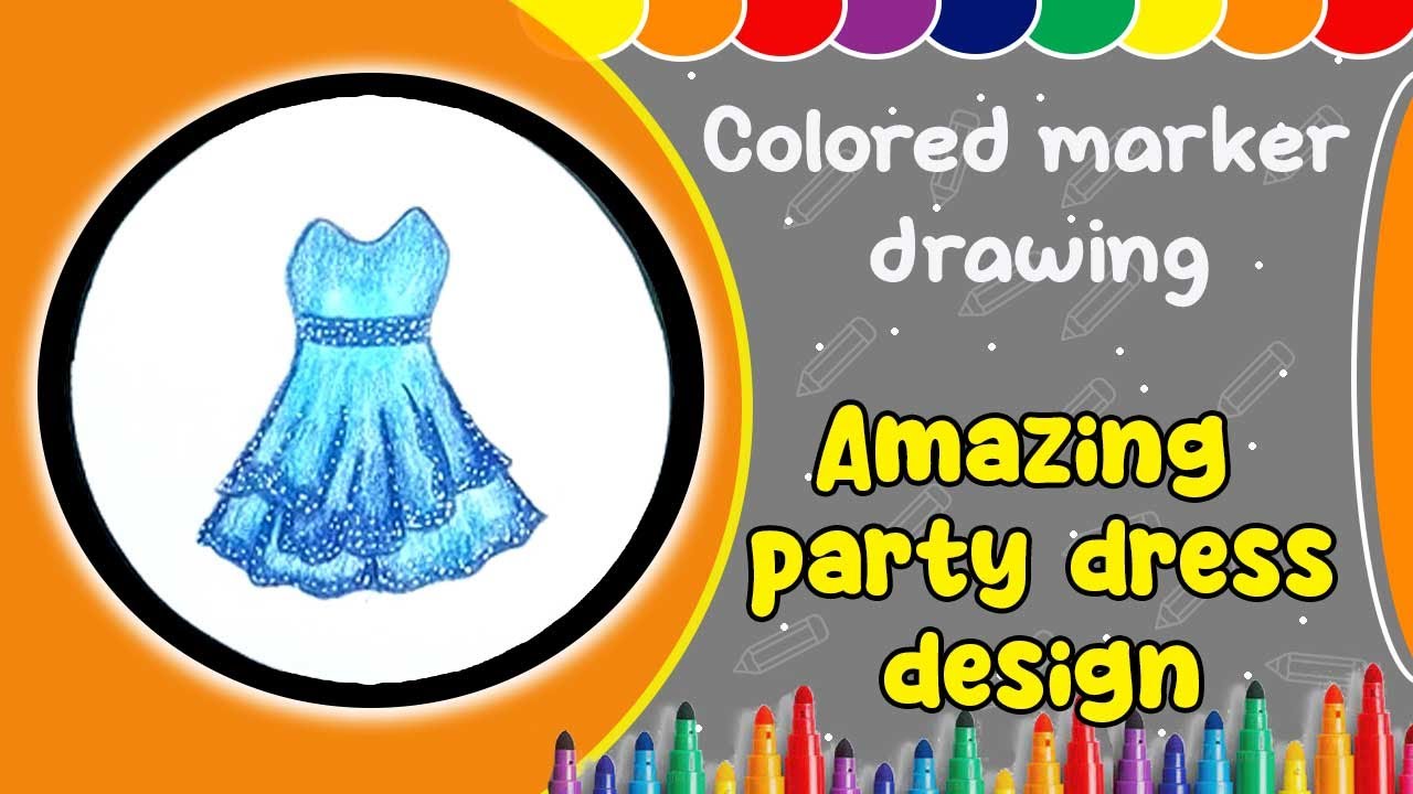 Party Dress Drawing Tutorial || Easy DIY Party Dress Drawing || How to ...