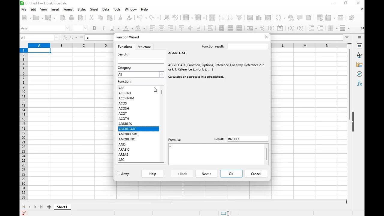 Demo Libreoffice Calc Function Wizard Libreofficecalc Msexcel Spreadsheet Youtube
