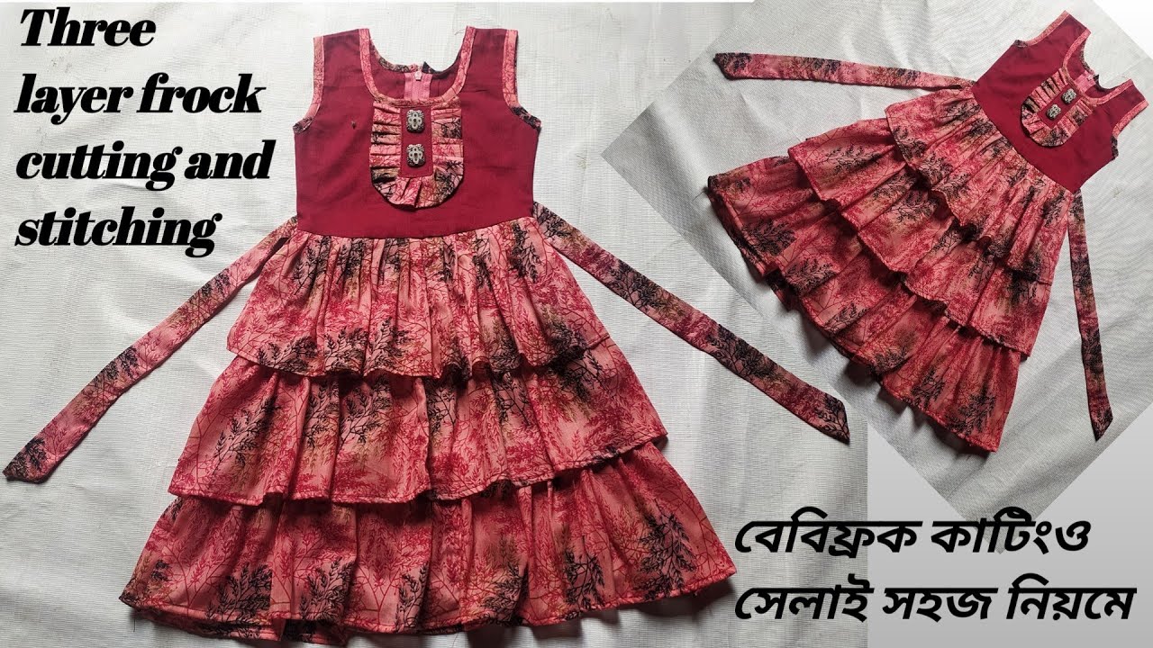 Three layer frock cutting and stitching|frill frock cutting & stitching ...